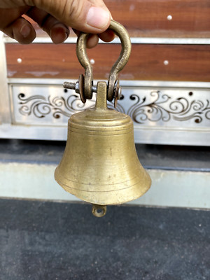 1700's Ancient Brass Hand Forged Hindu Temple Hanging Bell With Hook ...