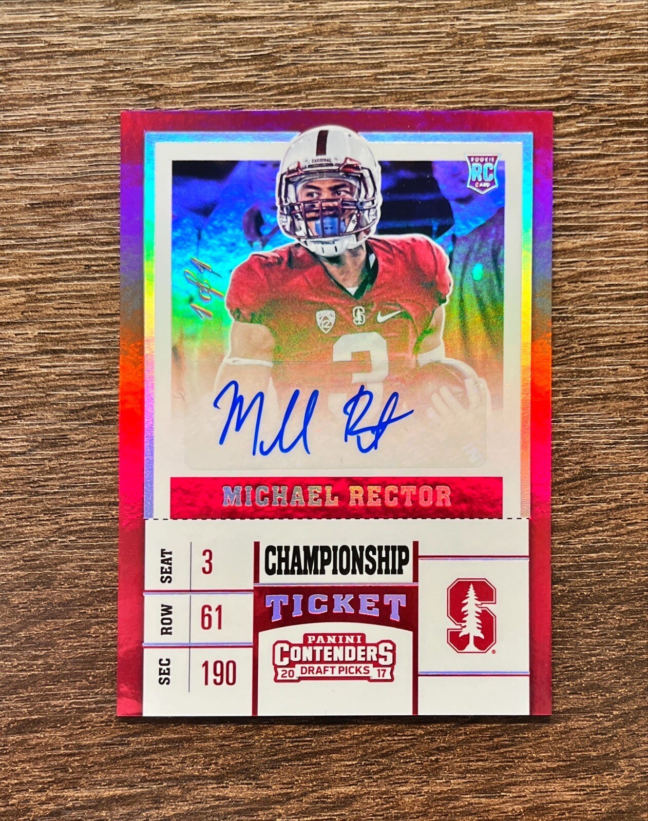 2017 Panini Contenders Draft Michael Rector Championship Ticket RC 1/1 ...