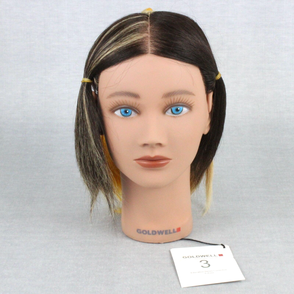 Cosmetology Training Mannequin Head with Human Hair 5 color zones ...
