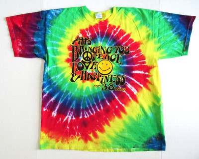 AHS Peace Love and Happiness 38 Years Smiley Face Tie Dye T-Shirt Men's ...