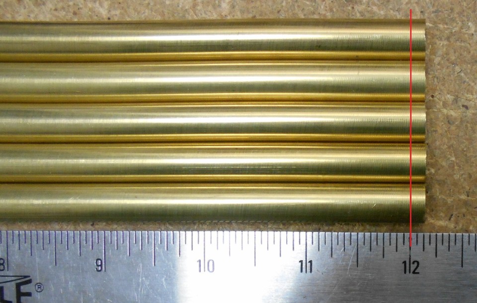 (5) pieces 360 SOLID BRASS round stock 3/8" (0.375) 12" RND rod ...