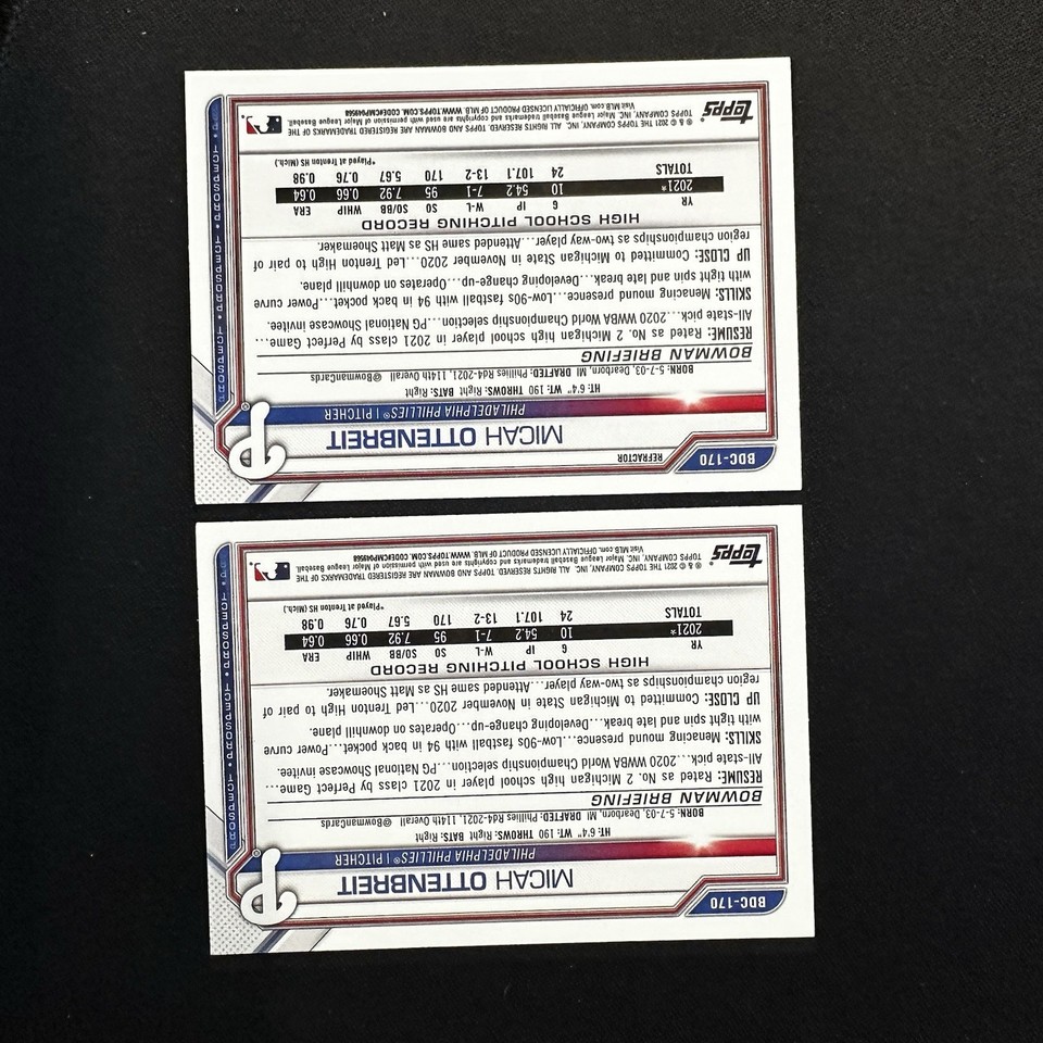 2021 Bowman Draft Chrome Refractor Micah Ottenbreit #BDC-170 | eBay