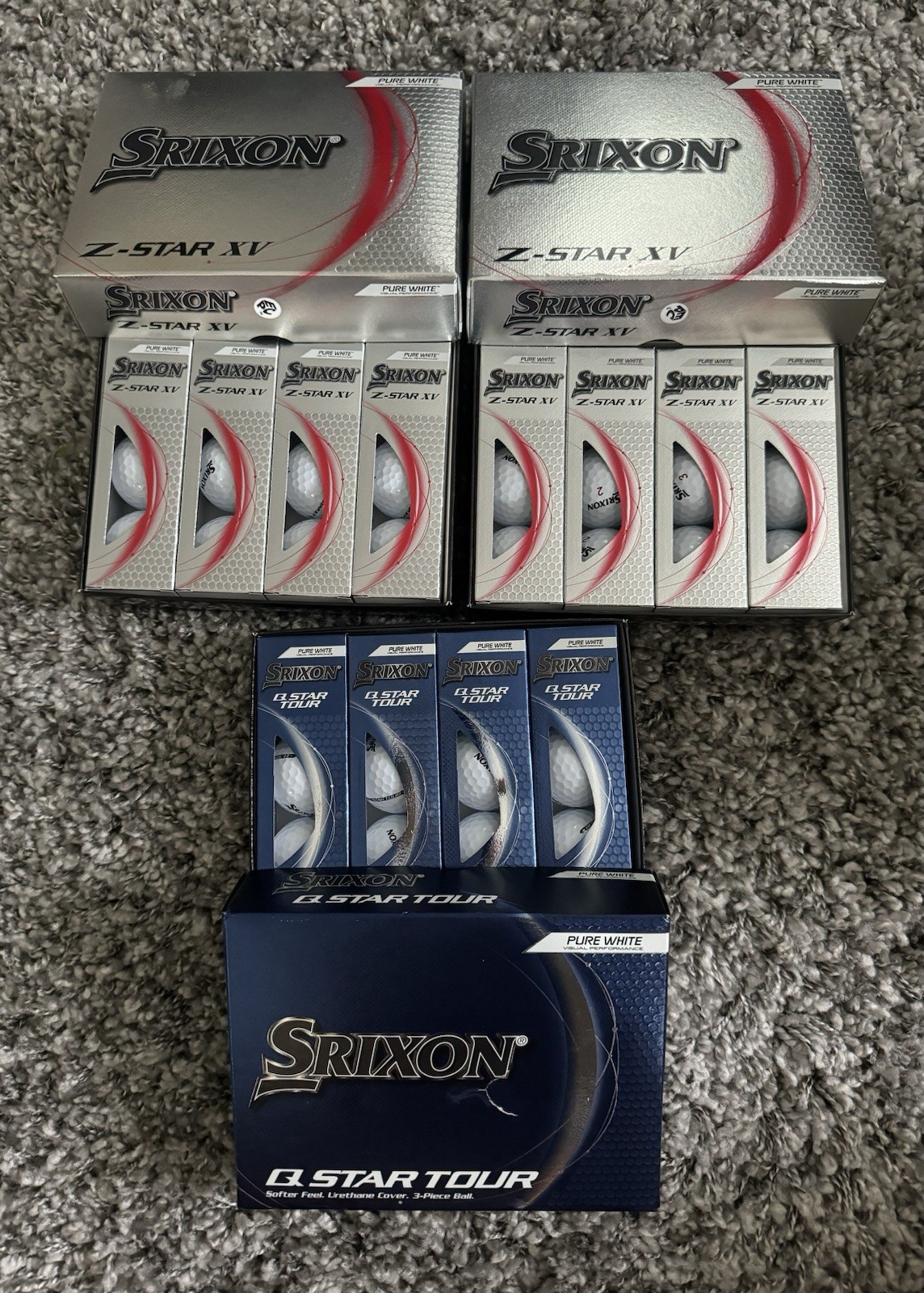 Srixon Z-Star XV And Q-Star Tour White Golf Balls - 3 Boxes / 36 Balls ...