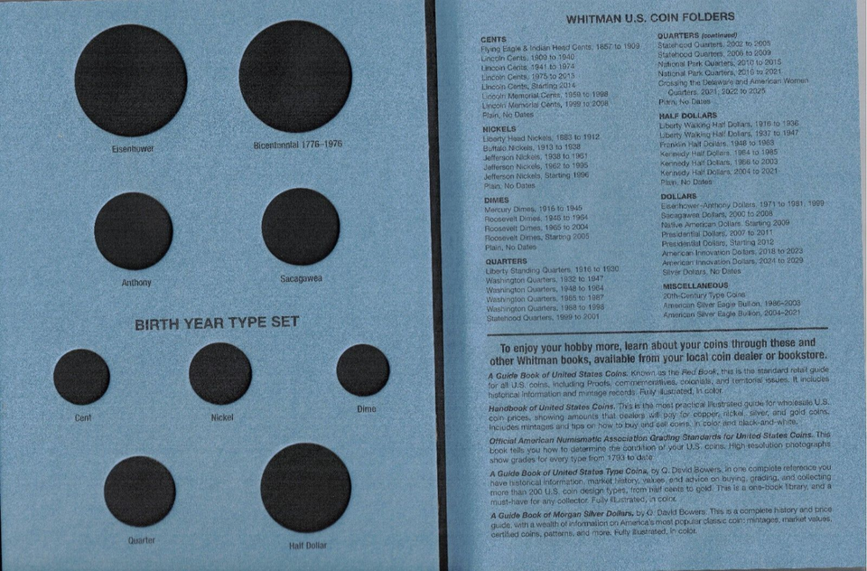 New Whitman Folder 20th Century Type Coins including coins for Birth ...