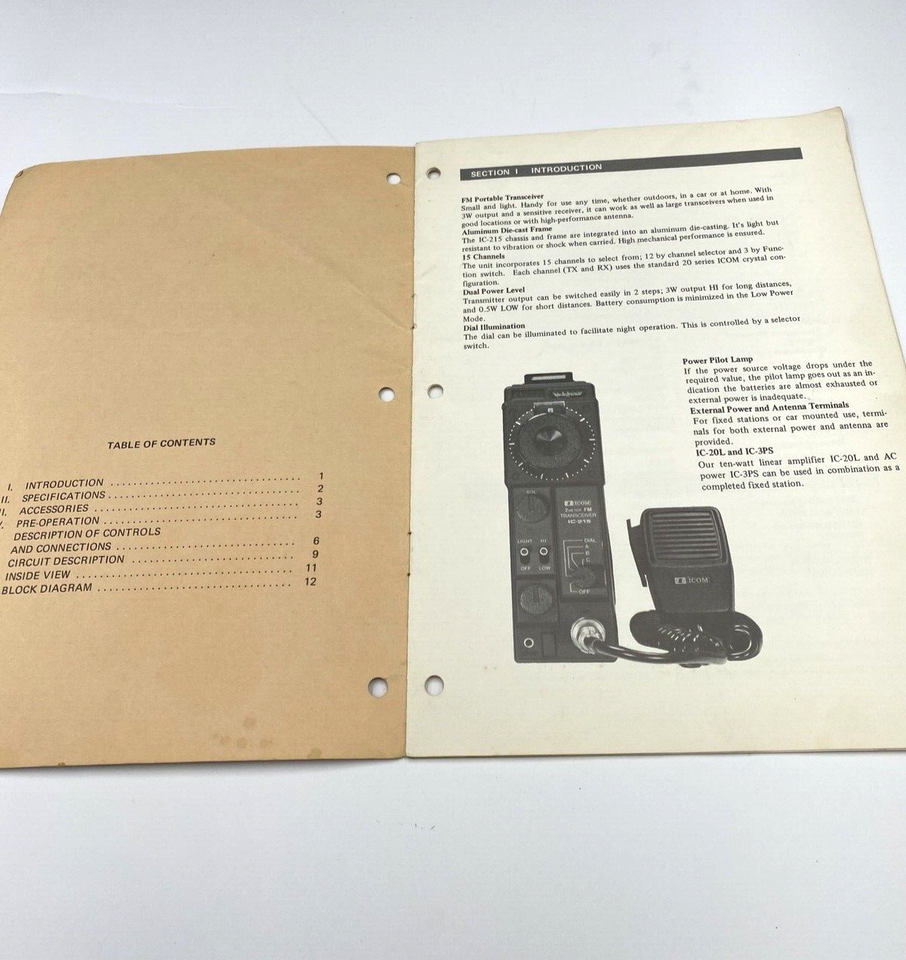 ORIGINAL ICOM IC-215 2 METER PORTABLE FM TRANSCEIVER MANUAL | eBay