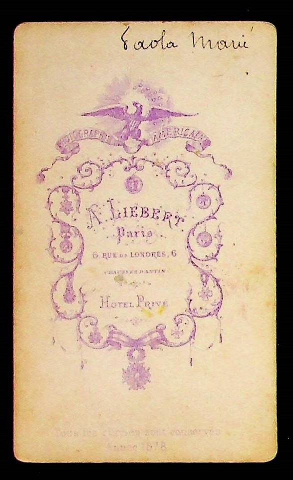 A. Liebert CDV Photograph 1860's Hand Colored Opera Singer Paris Paola ...