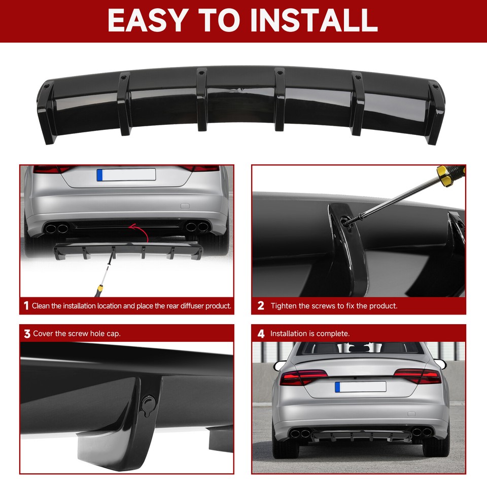 For Chevy Corvette C5 C6 C7 Gloss Car Rear Diffuser Bumper Lower ...