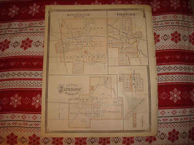 ANTIQUE 1876 KENDALLVILLE WATERLOO LIGONIER GARRETT INDIANA MAP FORT ...