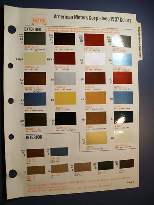 1987 AMC American Motors JEEP car truck auto Acme Paint Chips set | eBay