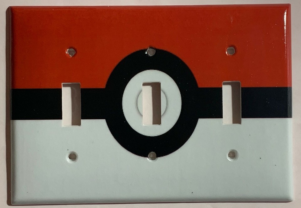Pokemon Red Pokeball ball Light Switch Power Outlet Wall Cover Plate ...