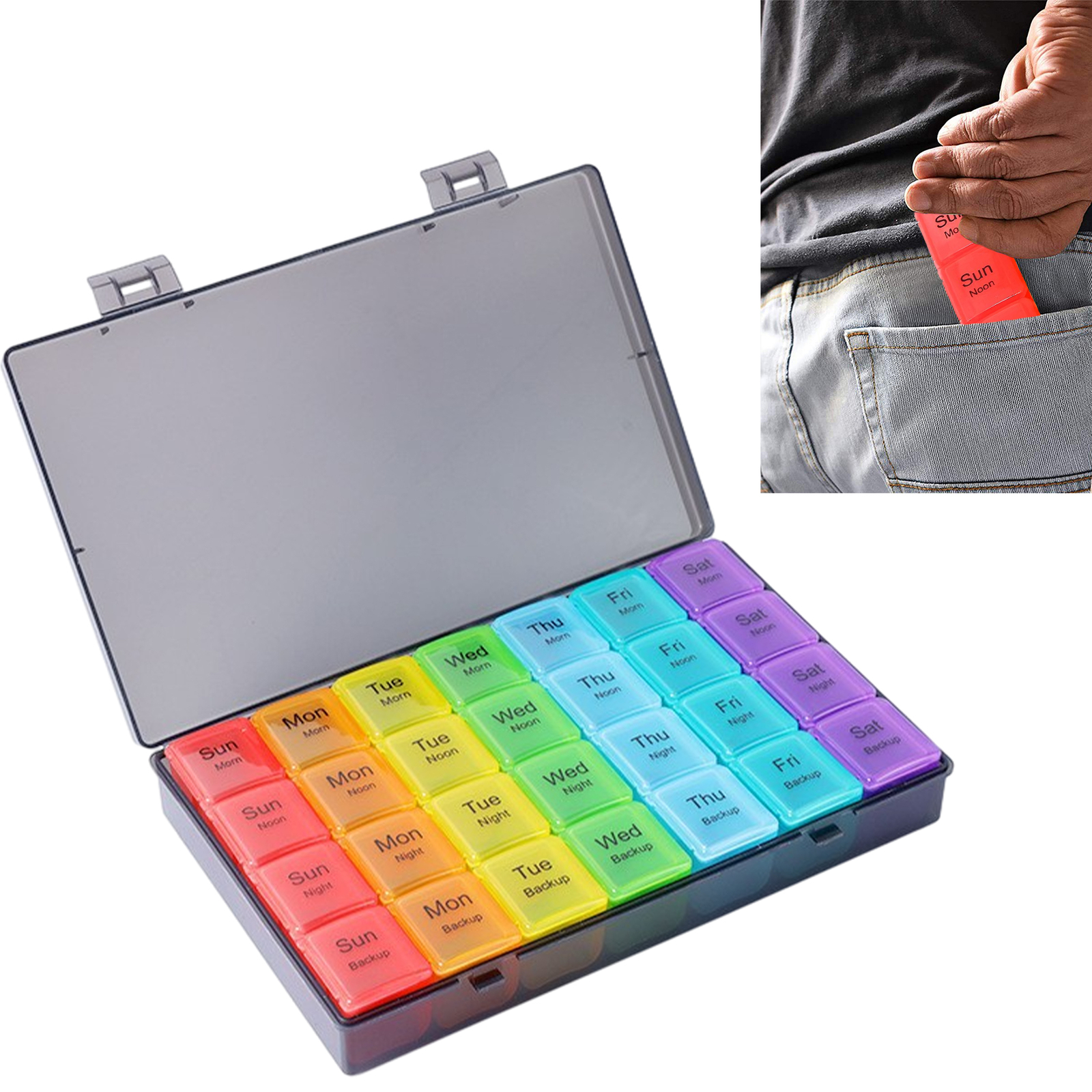 Weekly With 28 Compartments For Tablet Medication Pill Box Waterproof 7 ...