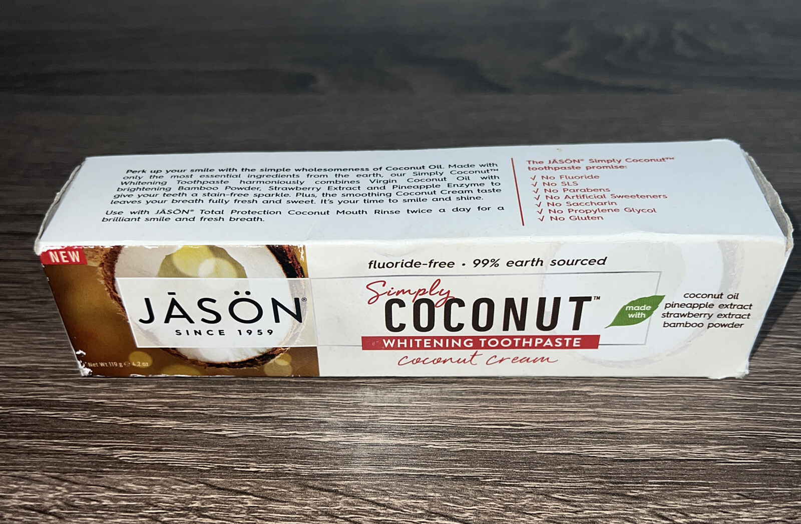 Jason Simply Coconut Whitening Fluoride-Free Toothpaste, Coconut Cream ...