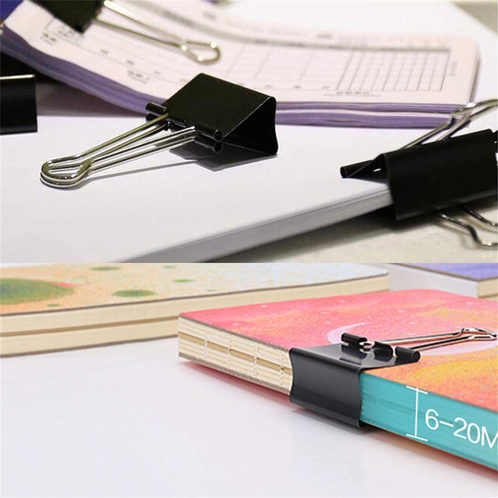UP 200X 41mm Large Black Steel Foldback Office Clip Paper Document ...