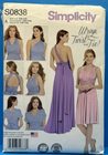 Wrap Twist Tie Halter Dress Pattern Simplicity S0838 Uncut XXS to XXL ...