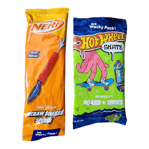 Sonic Wacky Pack Toy Hot Wheels Skate Brainsicle and Straw Soaker Spoon ...