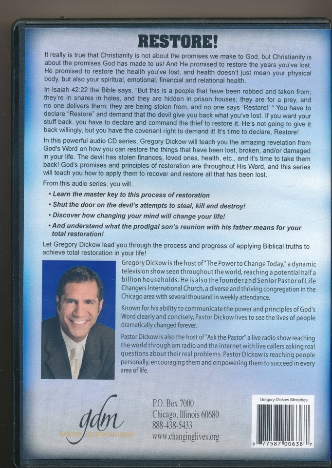 Restore! by Gregory Dickow 5 CD Audio Book on Christianity | eBay