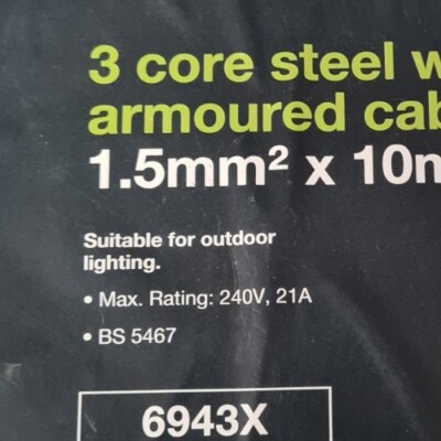 1.5mm Outdoor Cable Underground Armoured 3 Core Outside Wire lighting 9 ...