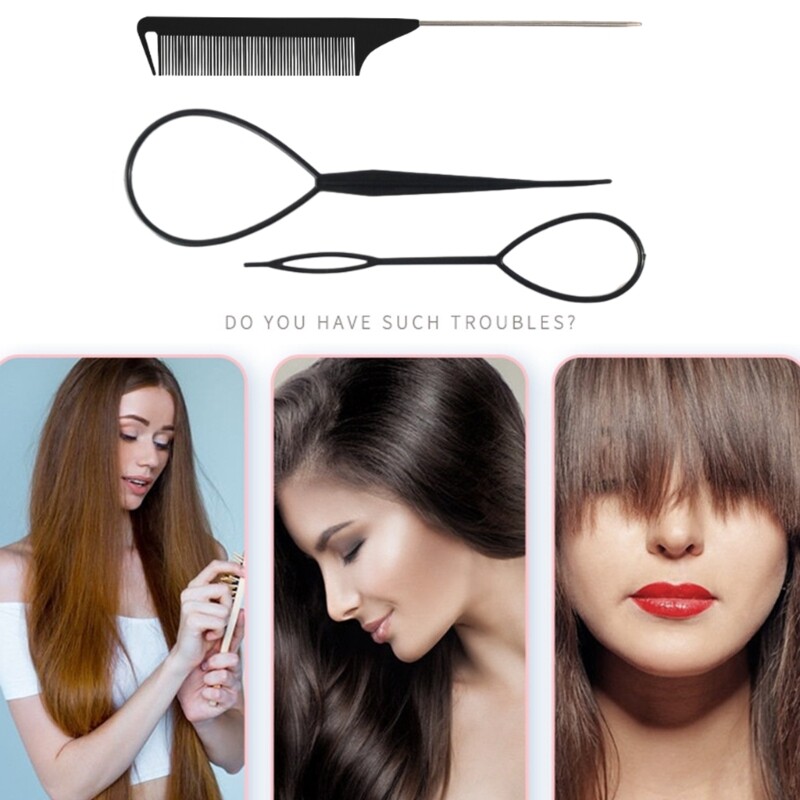 3Pieces French Braid Tool Tail Comb Hair Tail Tools for Hair Styling | eBay