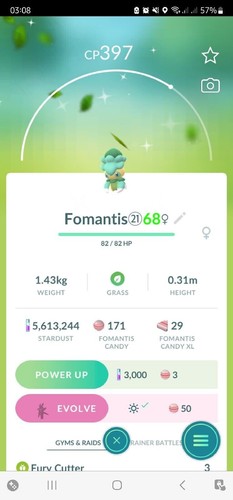 Pokemon Trade Go -- Shiny Fomantis | eBay