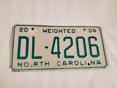 Vintage North Carolina NC Auto License Plate ~ 2004 Weighted DL-4206 | eBay