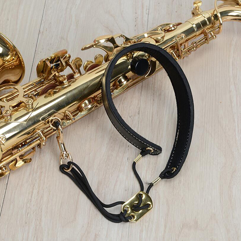 Adjustable Saxophone Neck Padded Leather Strap Sax Harness Hanging Belt ...