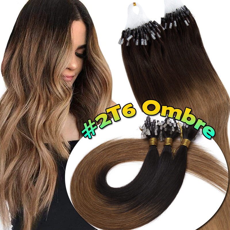 Micro Ring Loop Hair Extensions Micro Beads 100% Real Human Hair Link ...