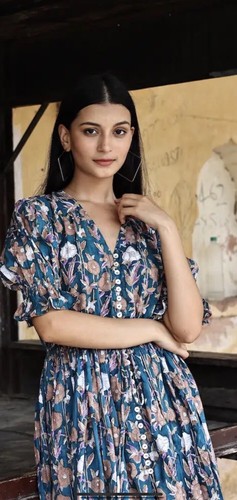 The Fox And The Mermaid Emerie Dress Women’s M/L Blue Floralc Maxi ...