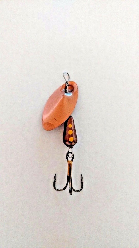 5 size1/8oz fishgrub inline spinners, copper blade over copper color ...