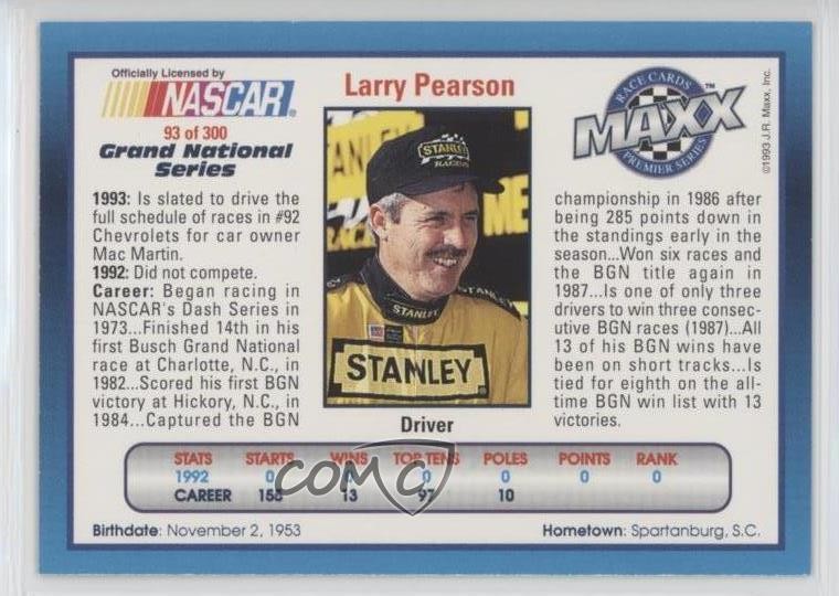 1993 Maxx Premier Series Larry Pearson #93 0q3 | eBay