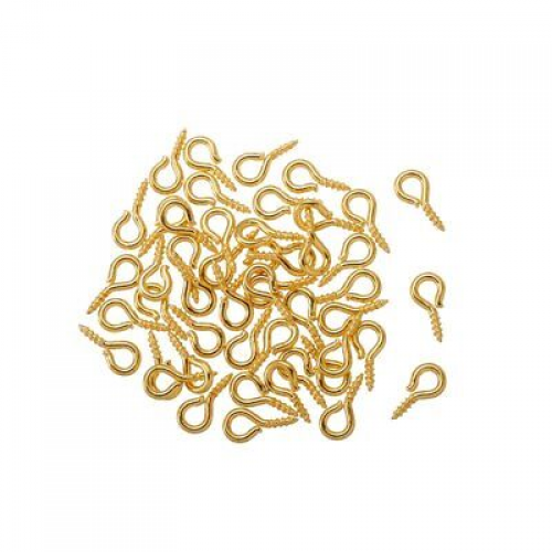 100pc Small Tiny Mini Eye Pins Eyepins Hooks Eyelets Screw Threaded Golds Silver | eBay
