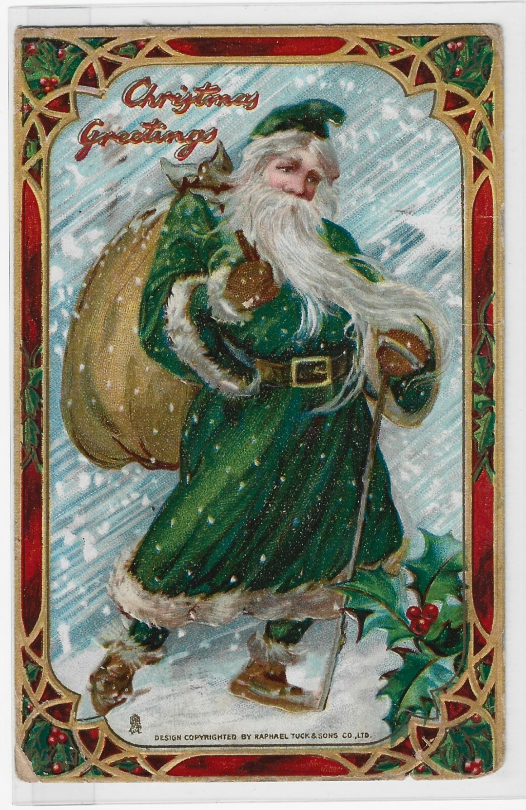 RAPHAEL TUCK Postcard Green Robe Christmas Santa Claus 1907 | eBay