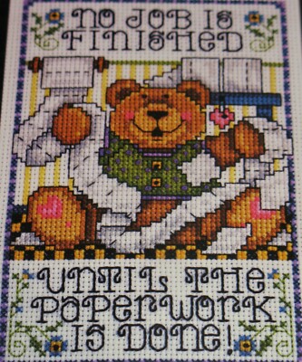 DESIGN WORKS Counted Cross Stitch PAPERWORK Kit #9750 CUTE BEAR 5" x 7 ...