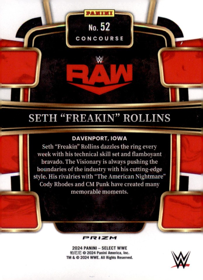 2024 Panini Select WWE Orange Flash #52 Seth "Freakin" Rollins | eBay