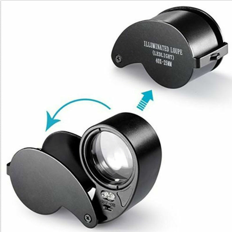 40X Magnifying Loupe Jewelry Eye Glass Magnifier LED Light Jewelers ...