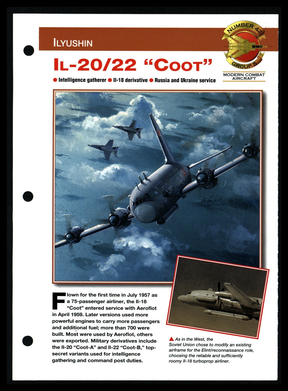 "IL-20/22 COOT" Intelligence War Plane Aircraft of World Spec Sheet 5. ...
