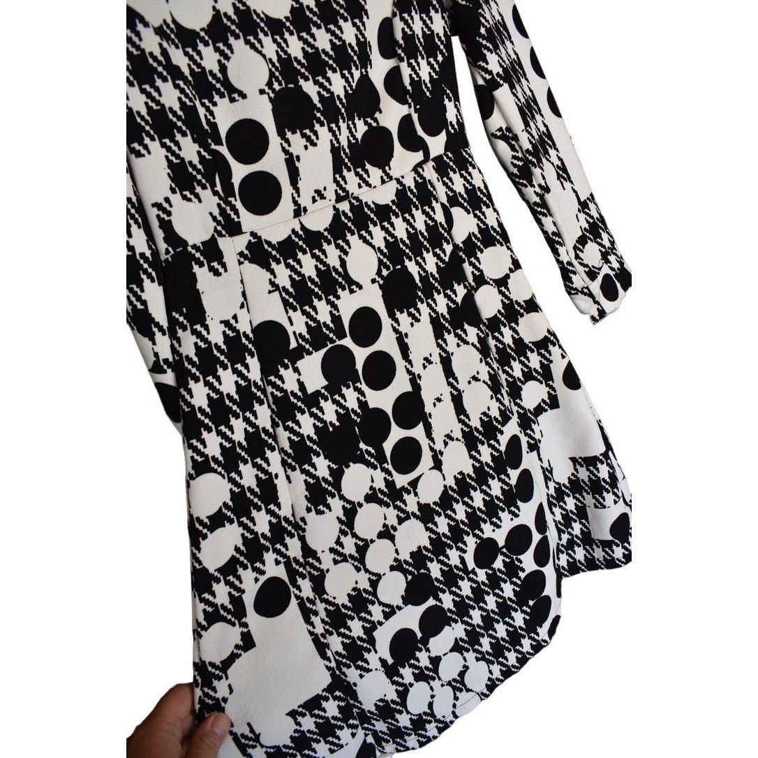 Women's Hot Mama Black White Mod Dress Polka Dot & Squares S | eBay
