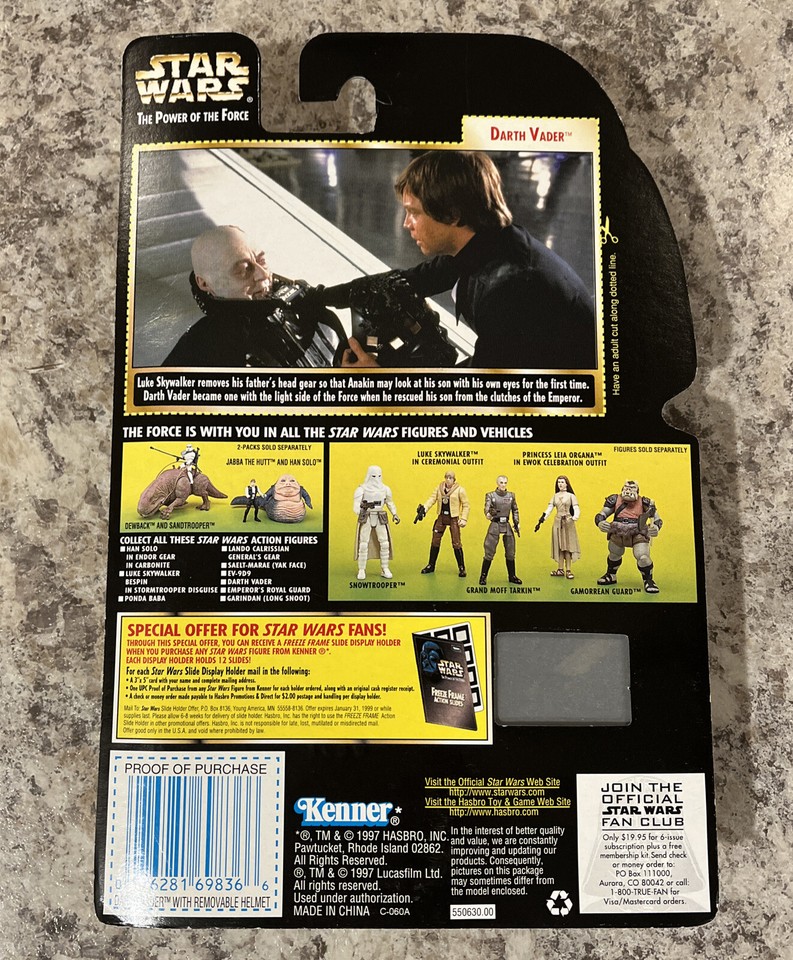 STAR WARS Power of the Force Freeze Frame Figures Darth Vader Unmasked ...