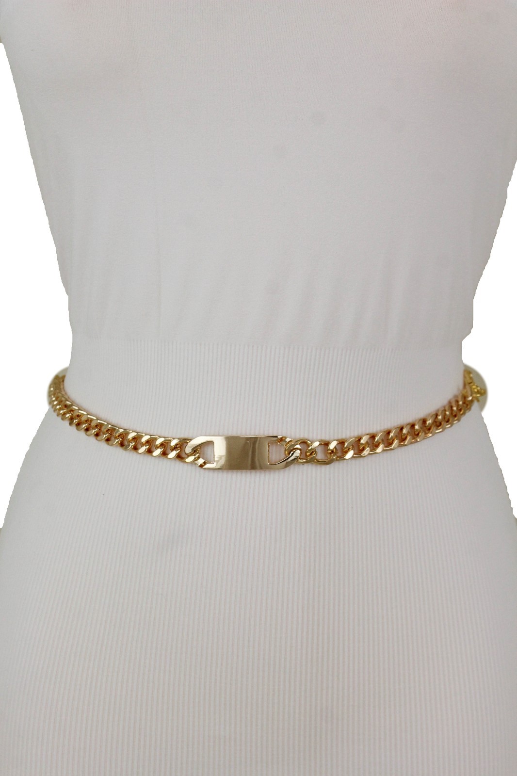 Women Gold Metal Chain Links Fashion Classy Charm Buckle Belt Hip Waist ...