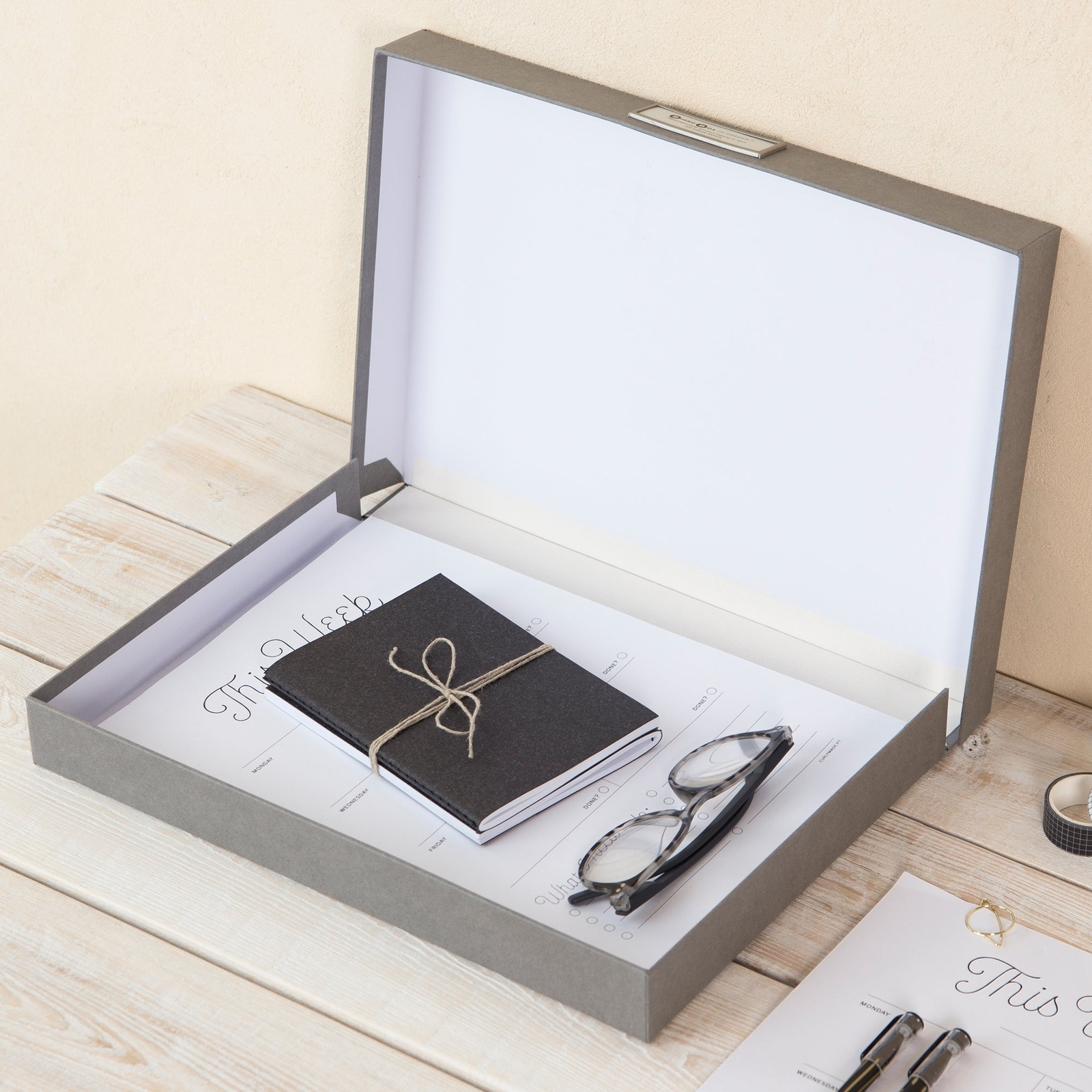 Bigso Sven Fiberboard Classic Hinged Document Box | File Organizer ...