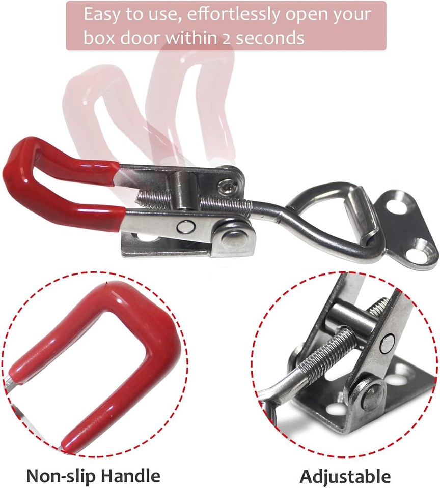 2Pcs Heavy Duty Steel Toggle Latch Catches Adjustable Lock Clamp For ...