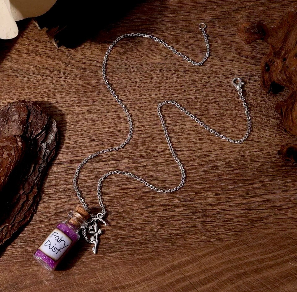 FAIRY DUST Glass Bottle Necklace ♡ Faerie Pixie Pendant ☆ TINKERBELL, Peter Pan! | eBay