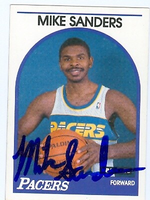 Mike Sanders autographed Basketball Card (Indiana Pacers) 1989 Hoops ...