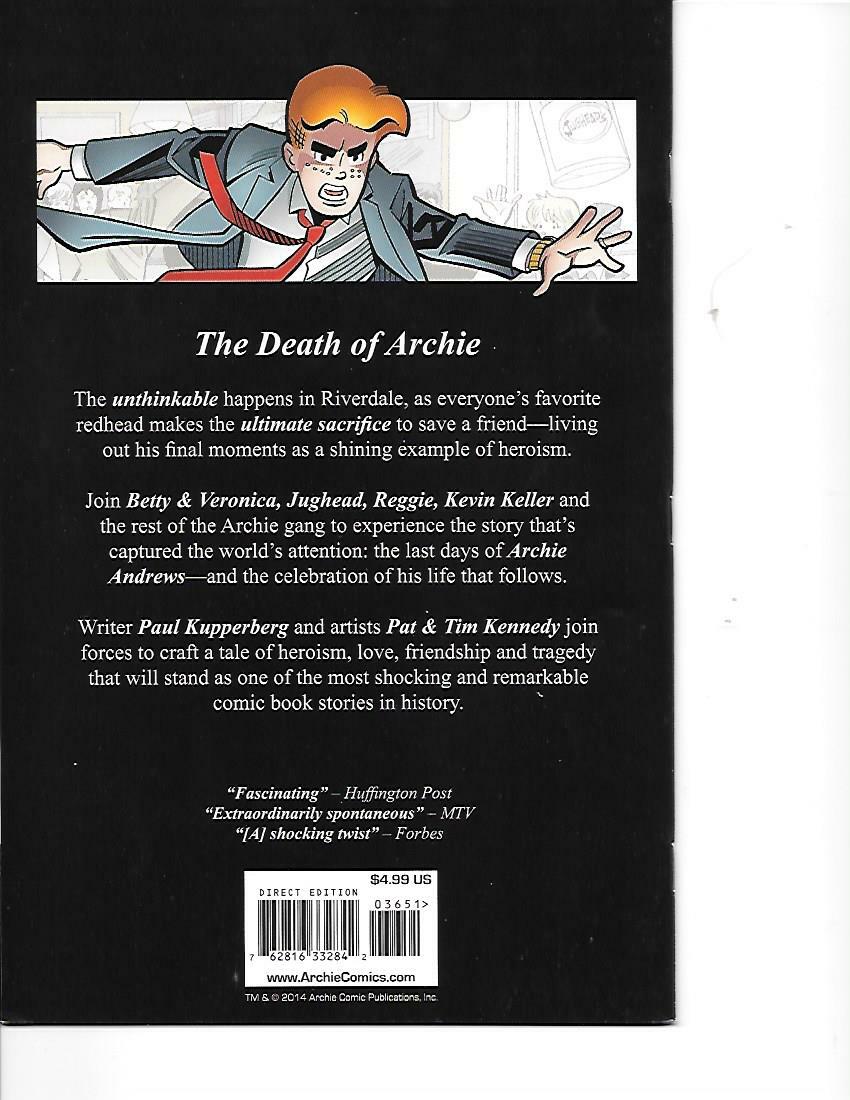 Life With ARCHIE #36 Death Of Archie Fiona Staples Variant Cover VF/NM ...