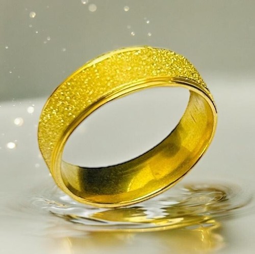 24K Gold Plated Stainless Steel Women Men Engagement Ring Size 11 ...