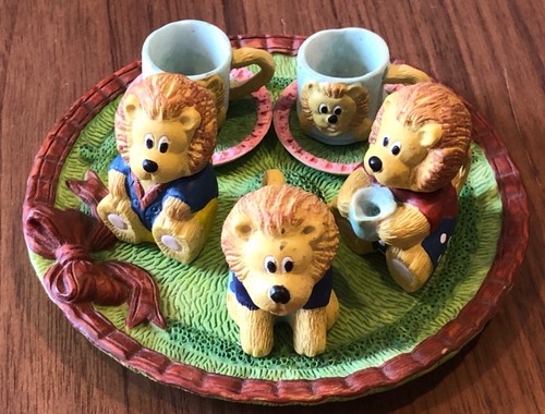 Vintage Miniature Lion Tea Set 2 Cups w/ Saucers, Cream & Sugar | eBay