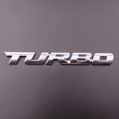 Car Silver Metal 3D Turbo Letter Emblem Badge Logo Sticker Decal Fender ...