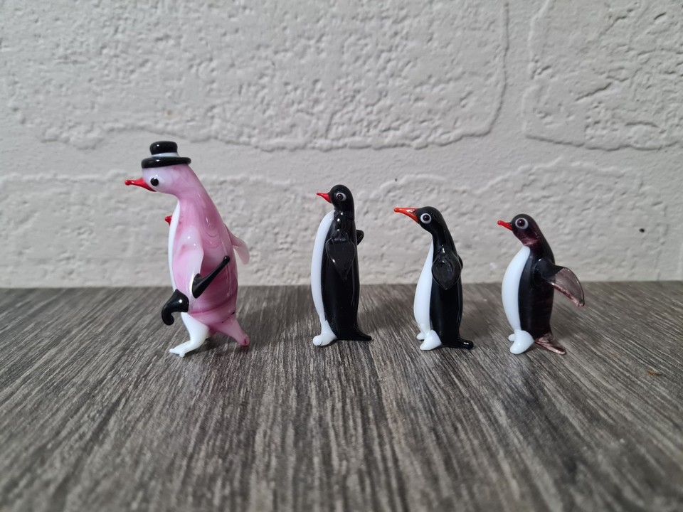 Vintage Murano Lampwork Glass 4 Penguin Figures | eBay UK