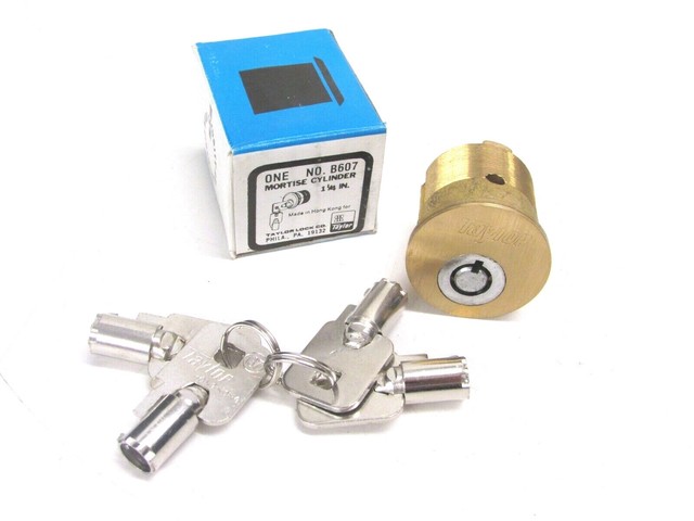 TAYLOR BRASS 1-1/4" MORTISE CYLINDER LOCK 2 & ROUND KEYS # B607 HIGH ...