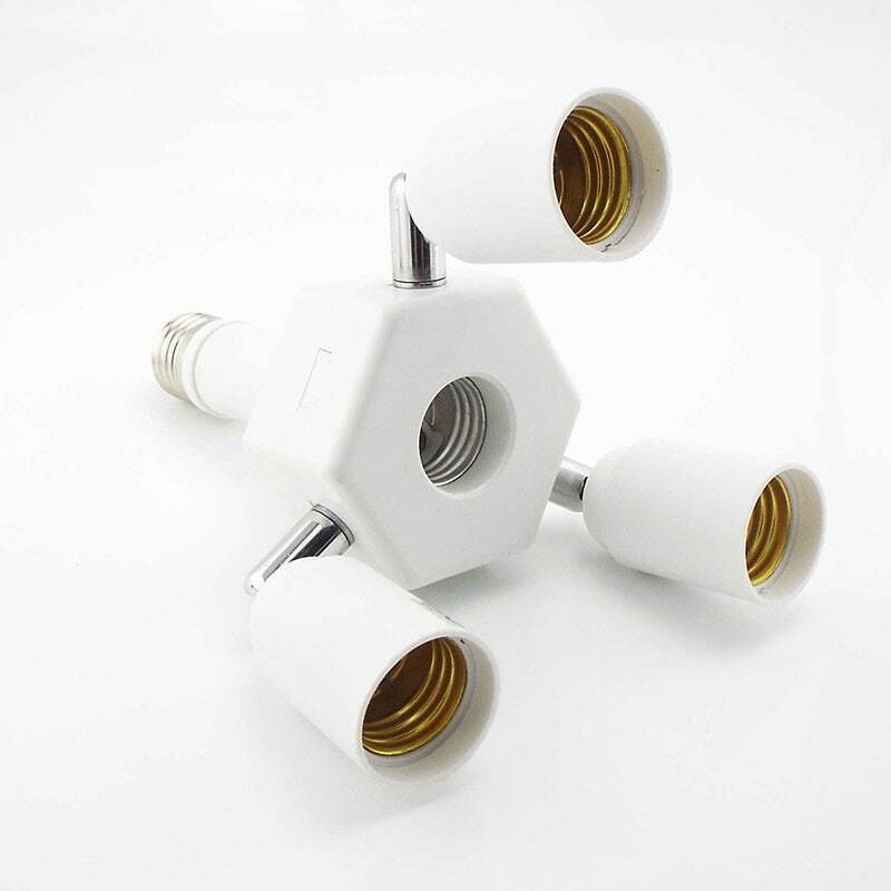 Adjustable 4 Heads E27 Splitter Lamp Base LED Light Bulb Holder ...