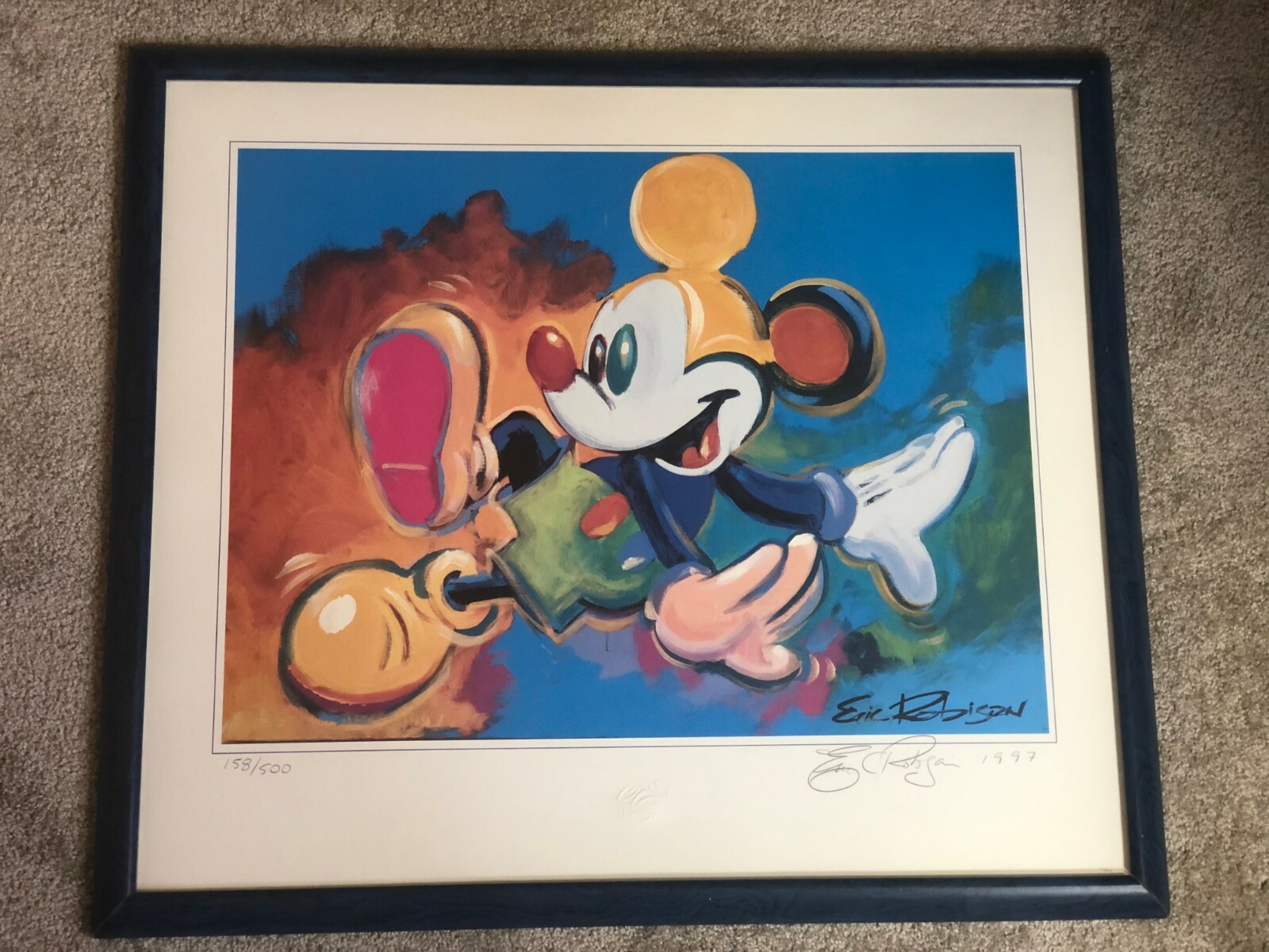 🌟1997 MICKEY MOUSE FRAMED LITHOGRAPH ERIC ROBISON SIGNED "DANCING ...